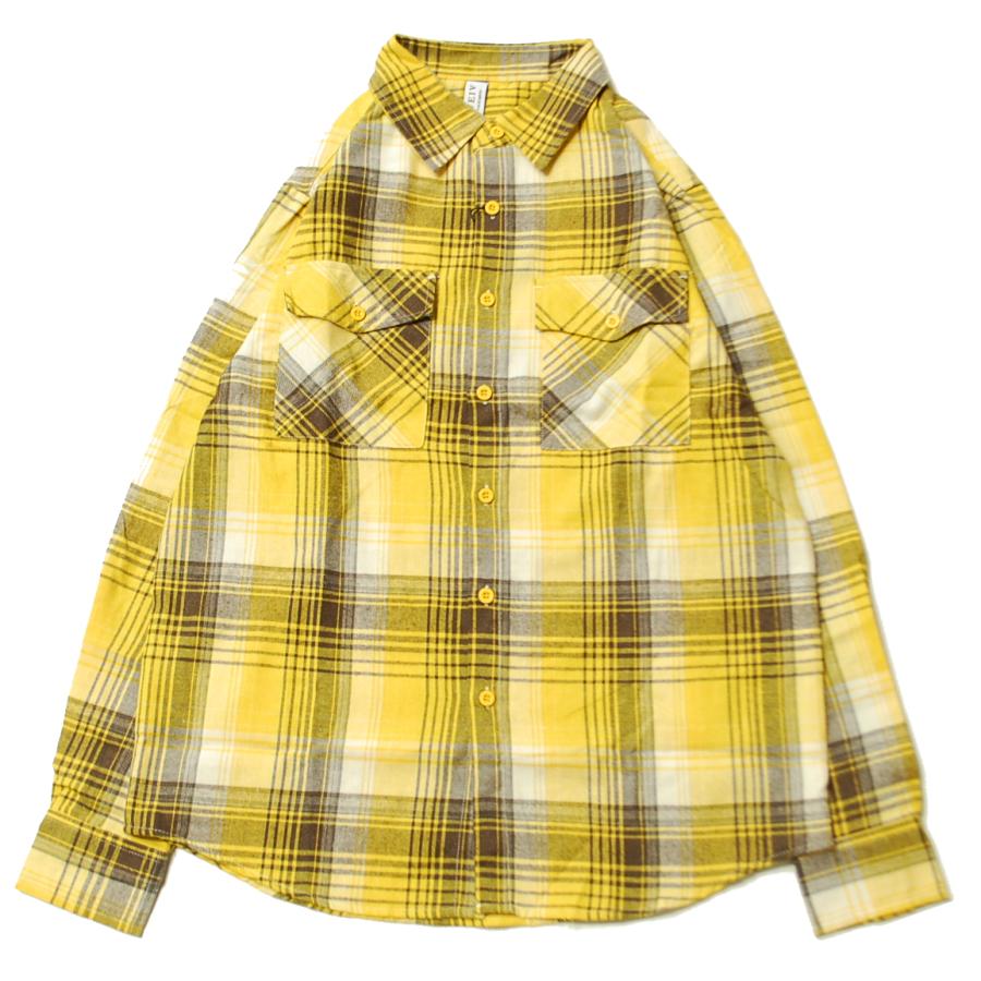 WEIV LA FLANNEL L/S SHIRTS YELLOW × BROWN / イエロー ブラウン シャツ 長袖 フランネル チェック ...