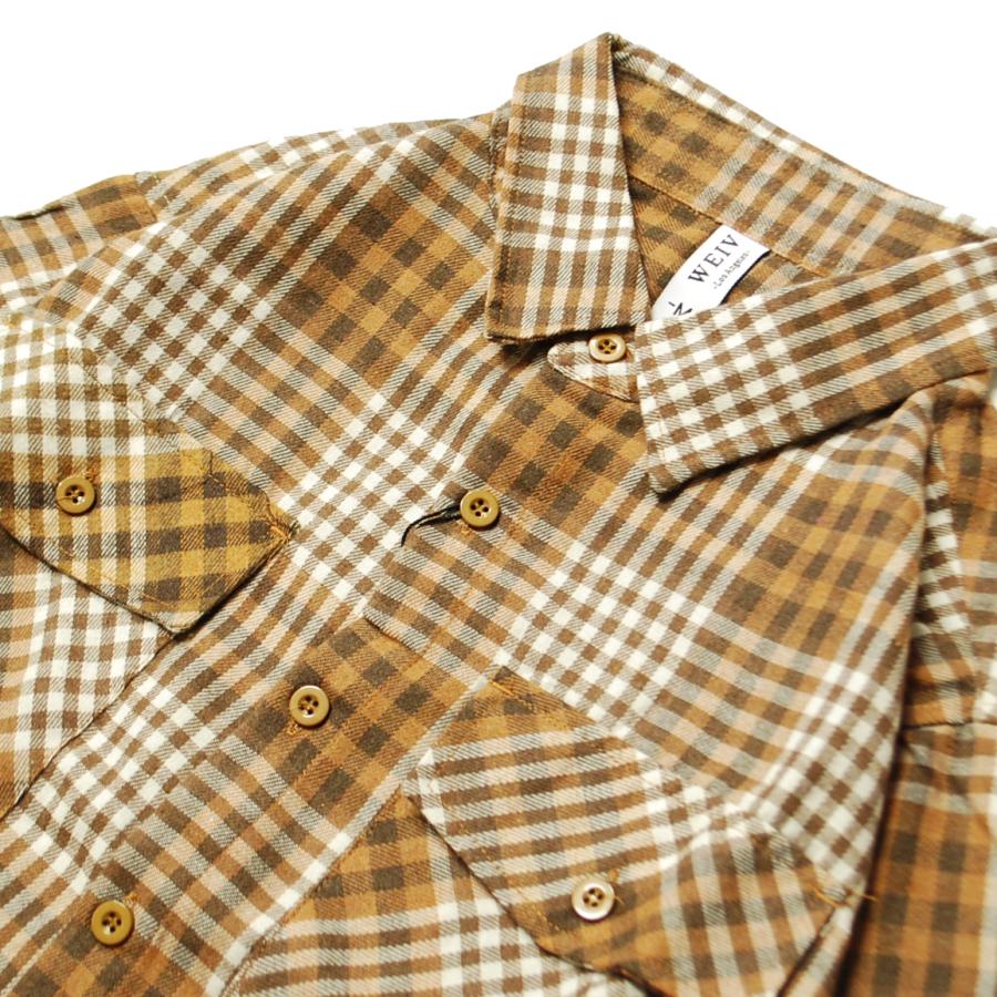 WEIV LA FLANNEL L/S SHIRTS BROWN × WHITE / ブラウン ホワイト シャツ 長袖 フランネル チェック ...