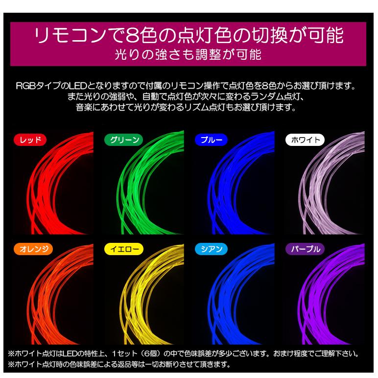 10系 カローラクロス LED アンビエントライト 間接照明 ライン発光 発光源6個 アクリルファイバー8m リモコン操作 8色切替 ...