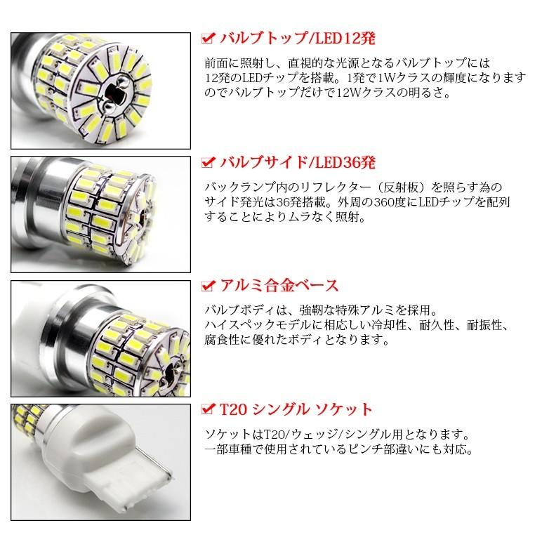RP系/RP1/RP2/RP3/RP4/RP5 前期/後期 ステップワゴン/ステップワゴンスパーダ LED バックランプ T20 48W 3014 SMD 48発 面発光 ホワイト/6000K ...