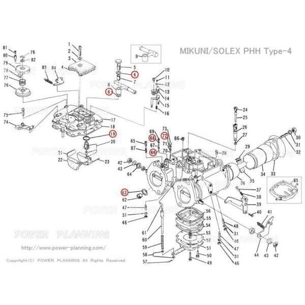 MIKUNI・SOLEX・PHHキャブレター4型用 Oリング＆アルミ・銅ワッシャーSET ソレックス : POWER PLANNING ...