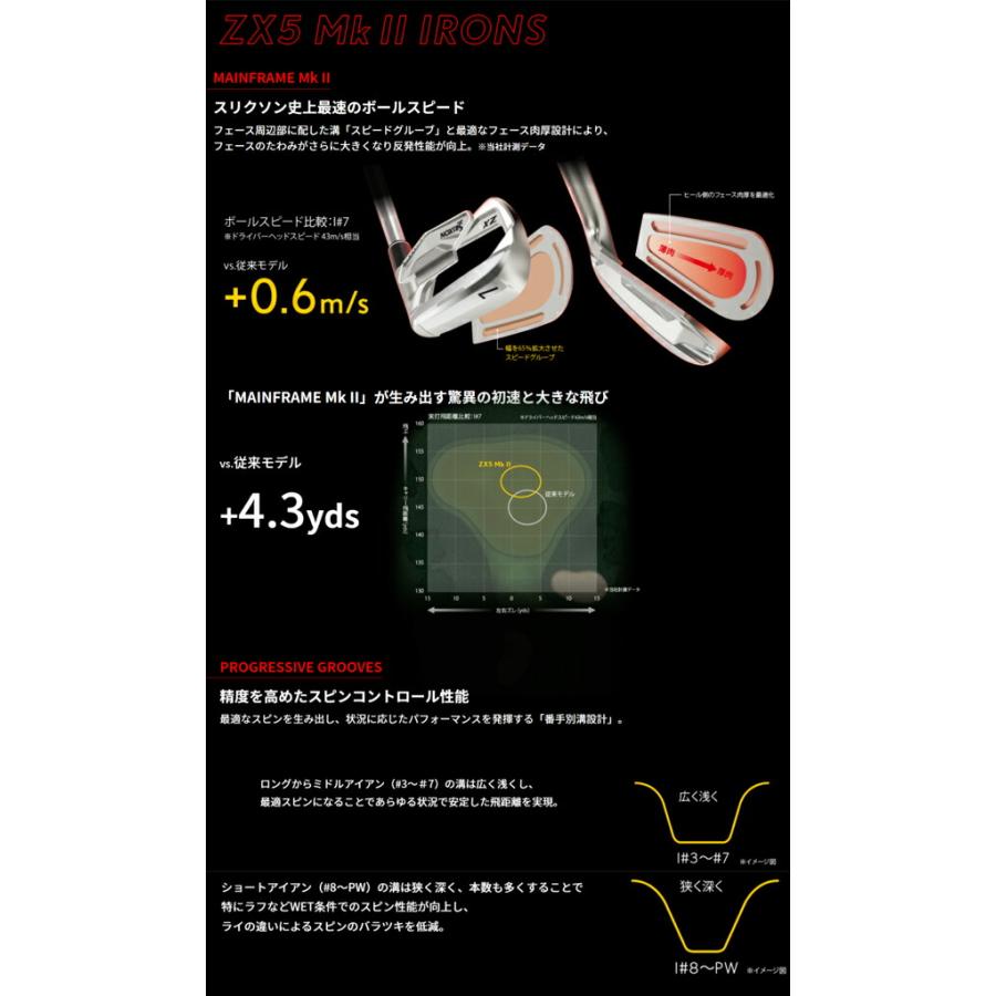 【特注】 ダンロップ スリクソン ZX5 Mk-II アイアン 6本組(5-9、PW) ダイナミックゴールド DST (NEWデザイン) スチールシャフト アイアンセット mk2 【22 ...