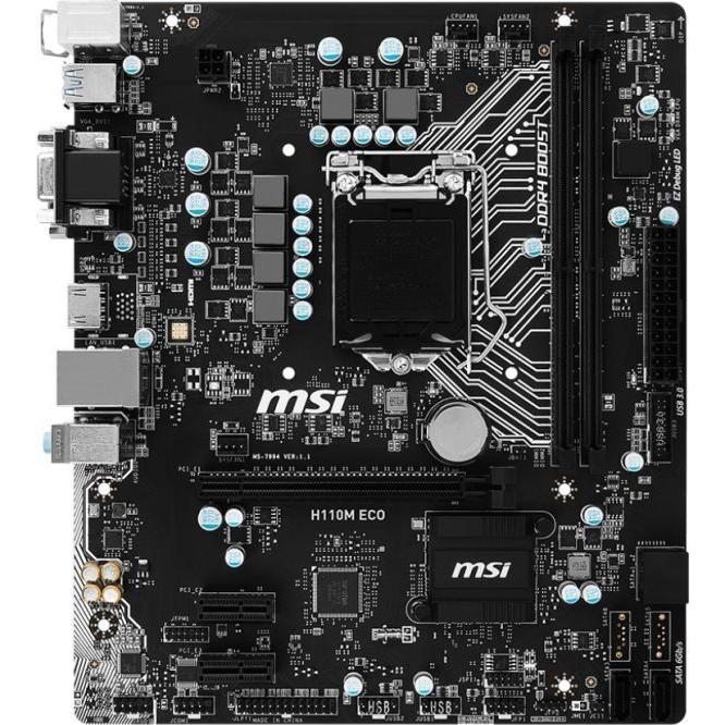 MSI H110M ECO LGA 1151 Intel H110 HDMI SATA 6Gb/s USB 3.1 Micro ATX Motherboard : パワーテクノロジーストア ...