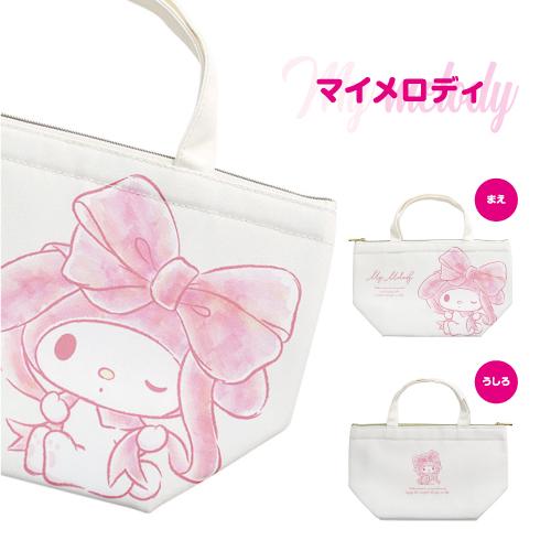 T'S FACTORY サンリオ 保冷帆布ランチバッグ SR-553575 /水彩ビッグリボン／クロミ マイメロディ ハローキティ シナモ ...