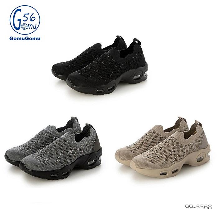 ゴムゴム Gomu56 エア入りソール キラキラ スカラップデザイン ニット スリッポン スニーカー GOMGOM レディース カジュアルシューズ 5568 99-5568 靴 正規品 ...