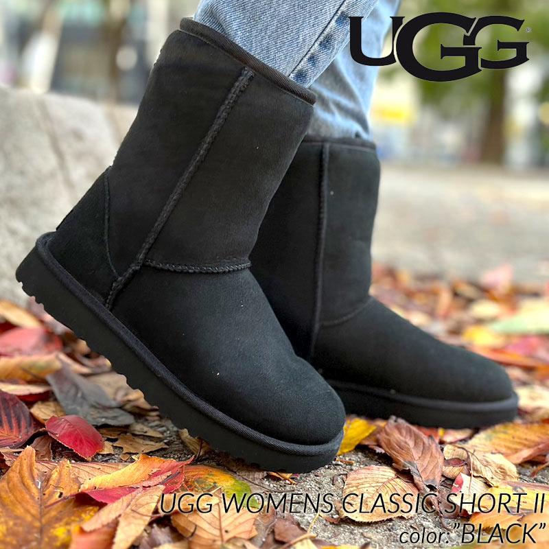 UGG WOMENS CLASSIC SHORT II BLACK アグ ムートンブーツ クラシック ショート 2 レディース ( 黒 ブラック BOOTS 1016223 ...