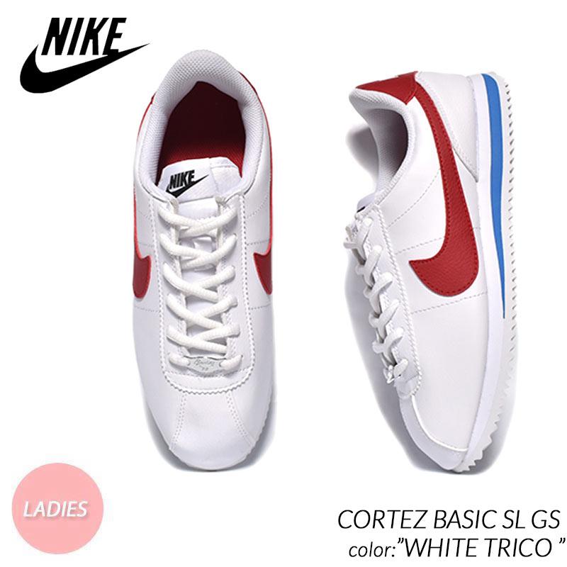 NIKE CORTEZ BASIC SL GS "WHITE TRICO" ナイキ コルテッツ ベーシック スニーカー ( 白 ホワイト レディース ウィメンズ 904764-103 ...