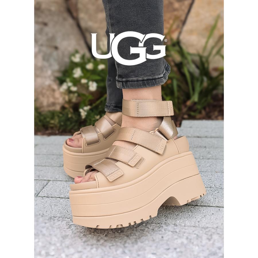UGG アグ ウィメンズ ゴールデンライズ サンダル スライド W GOLDENRISE MASTARDSEED ( レディース ベージュ ベルト 厚底 ストラップ 1167431 ...