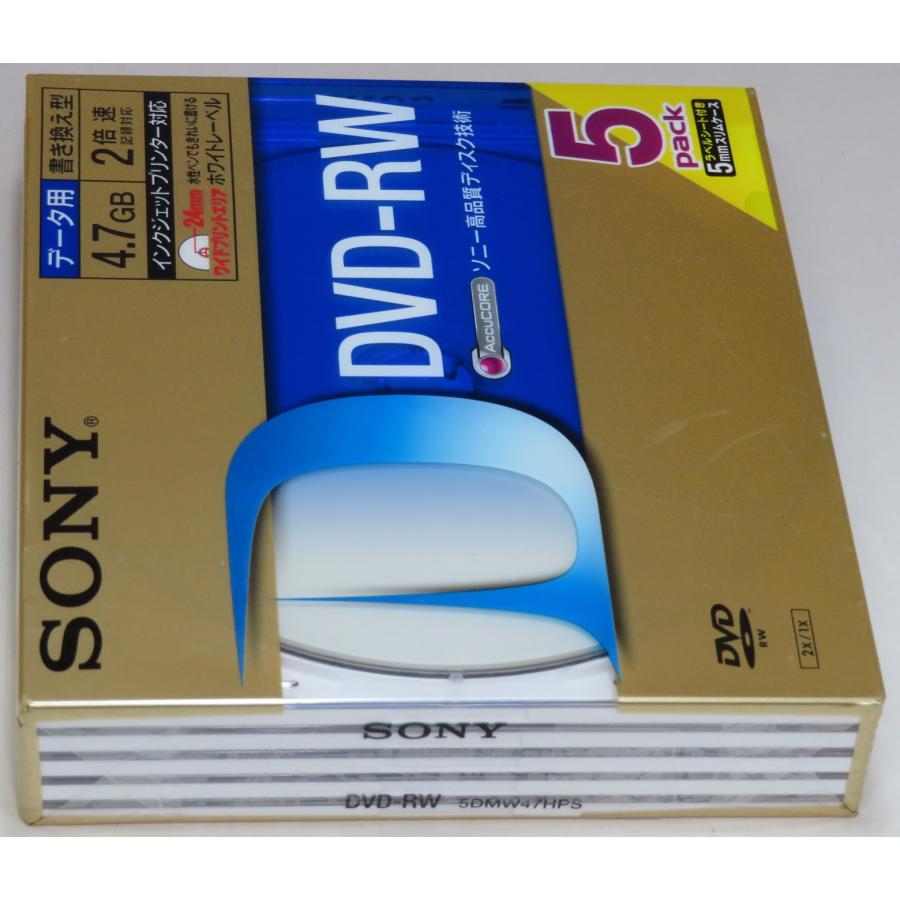 SONY ソニー データ用DVD-RW 5DMW47HPS 5枚パック インクジェットプリンター対応 ホワイトレーベル 生産終了品 ...