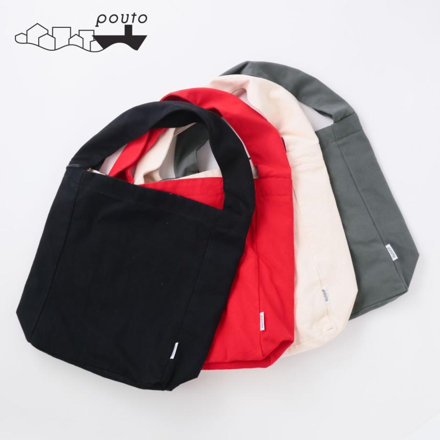 pouto（ポウト） トートバッグ レディース 軽量 通勤 a4 ブランド メンズ カジュアル 縦型 A4 布 黒 白 縦長 キャンバス ...