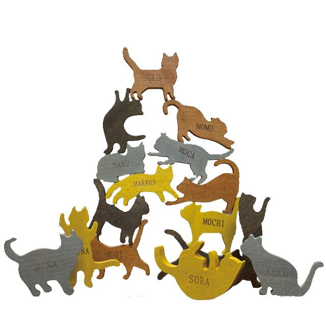 monocoto[モノコト]ネコノツミキ16個入り (プレゼント 猫好き ネコちゃんの記念日 集中力 オブジェ 難易度 玩具 知的 発想 能力 創造センス 積み木 天然木) : プレミアム ...