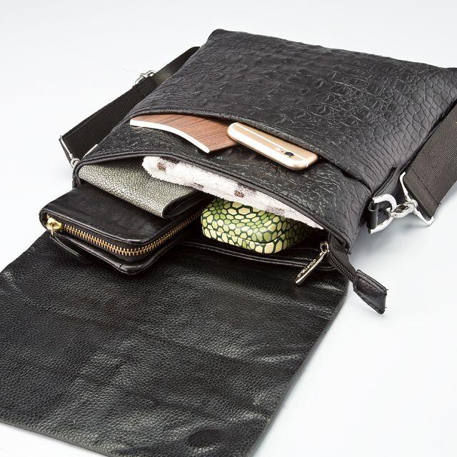 クロコ型押し斜め掛けショルダー (メンズ ショルダーバッグ レディース 男女兼用 斜めがけ 合皮フェイクレザー 肩掛け 観光旅行セカンドバッグ 街歩きバッグ) : プレミアムポニー - 通販 ...