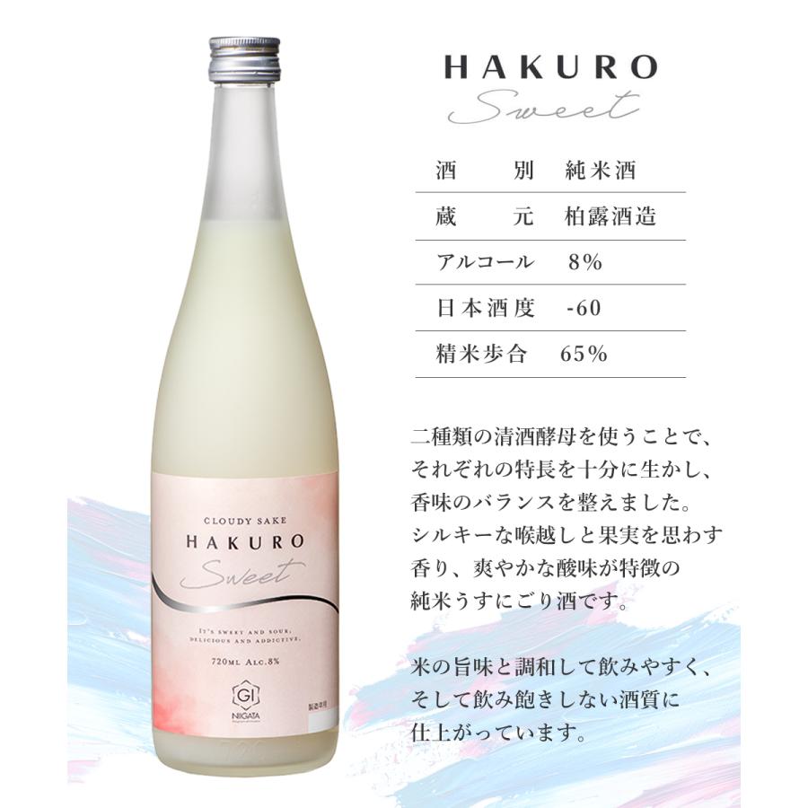 日本酒 にごり 酒 ギフト プレゼント お酒 【柏露酒造 HAKURO SWEET 超甘口 うすにごり酒 】 720ml 純米 甘口 ソーシャルギフト : 新潟地酒専門店・幻の酒 - 通販 ...