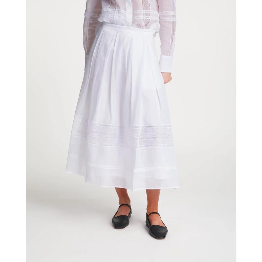 Max Mara 【セール40%OFF】 MAX MARA STUDIO レディース ラミー レース プリーツ スカート `ホワイト` ...