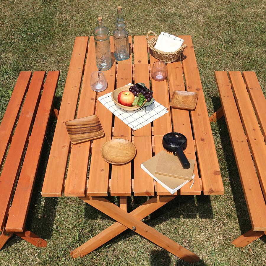 BBQテーブル＆ベンチ3点セット SD09-1032 杉材 コンロスペース付き 天然木製 アウトドア BBQ ガーデンテーブル ベンチ パラソル穴付き : sd09-1032-1565 ...