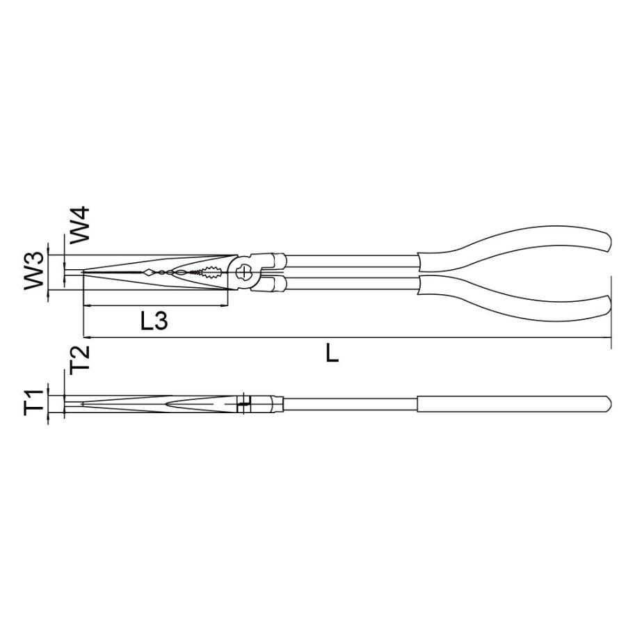 WiLL WILL ウィル ロングノーズストレートプライヤー 35/280 L3:78mm W3:20mm W4:4mm T1:10mm t2 ...