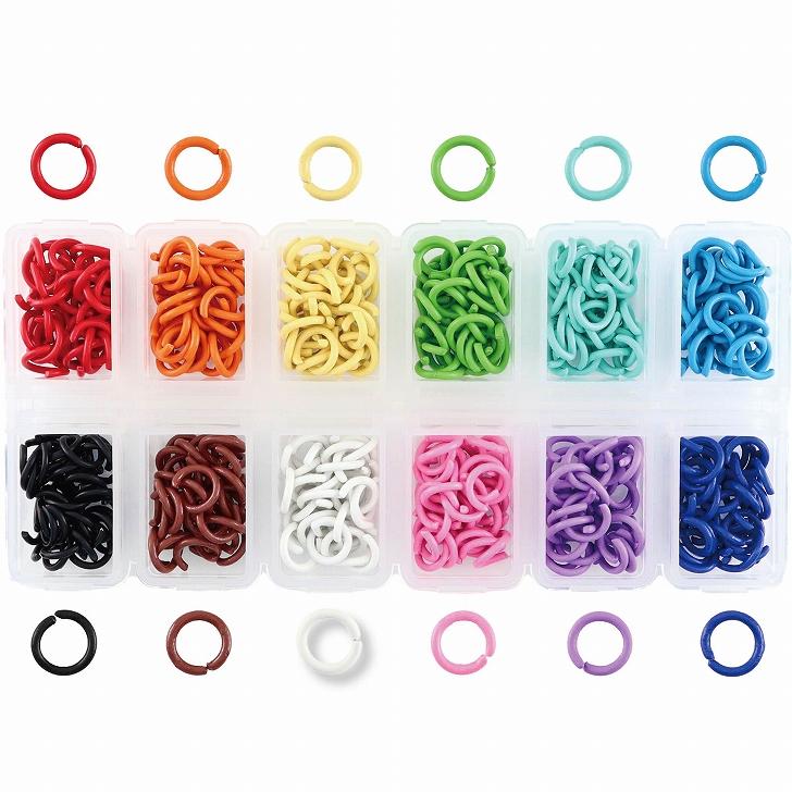 丸カン カラフル 8mm 240個 ケース入り 12色セット 【 レジン UVレジン 金具 金 ハンドメイド 手芸 手作り アクセサリー ...