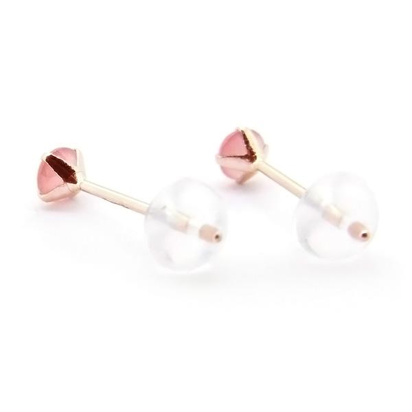 K10ピンクゴールド製 ロードクロサイト ペルー産 インカローズ シンプルスタッドピアス 3mm K10PG 定番4本爪 両耳用 レディース メンズ : priroda - 通販 ...