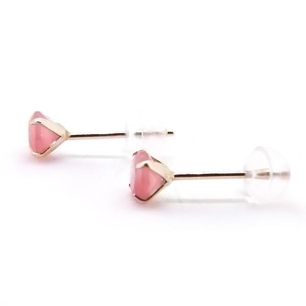 K10ピンクゴールド製 ロードクロサイト ペルー産 インカローズ シンプルスタッドピアス 4mm K10PG 定番4本爪 両耳用 レディース メンズ : nsp-rdp-tb040ir ...