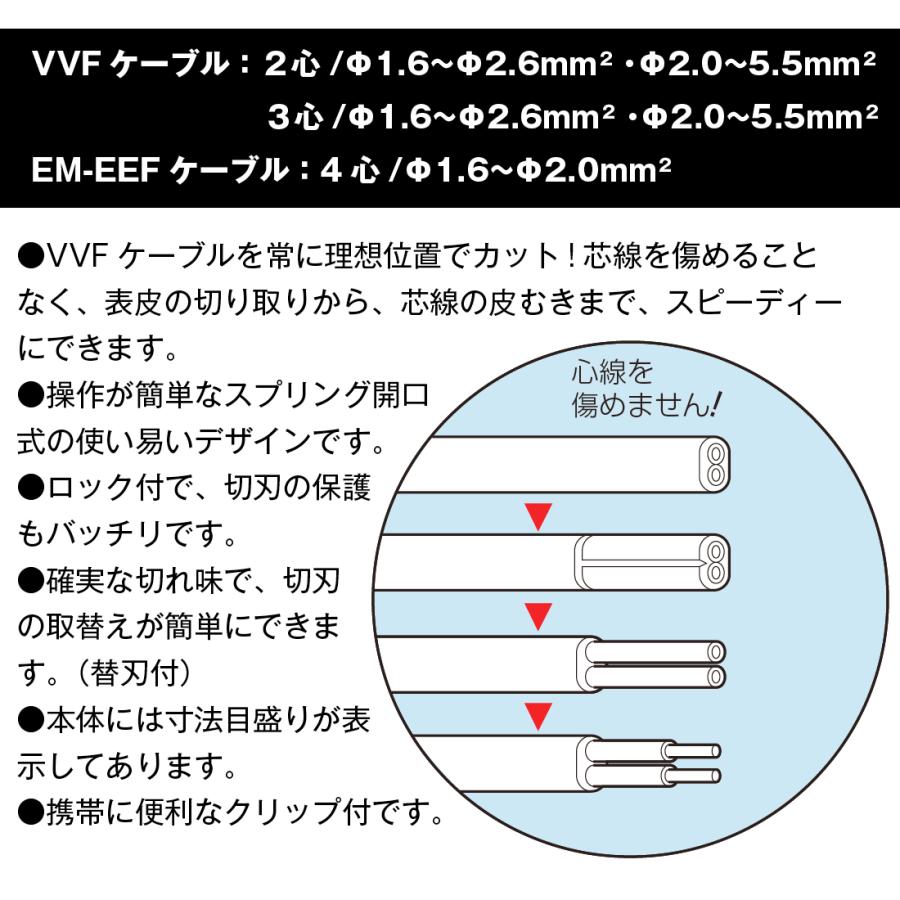 トリッパー・F TOR-1F VVFケーブルの皮むき器 VVFケーブル：2芯・3芯 EM-EEFケーブル4芯 操作が簡単 スピーディー 未来工業/MIRAI 在庫有 :mi-0093-1:プロ ...