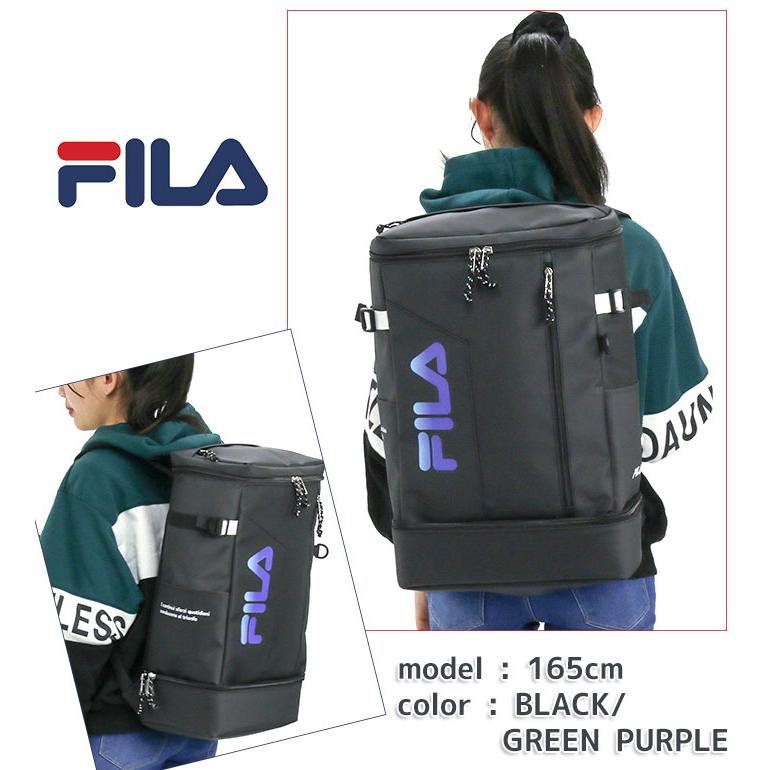 FILA リュック フィラ メンズ レディース 大容量 リュックサック スクエア デイパック バックパック 通学 通学用 B5 A4 B4 タブレット 35L チェストベルト : バッグと ...