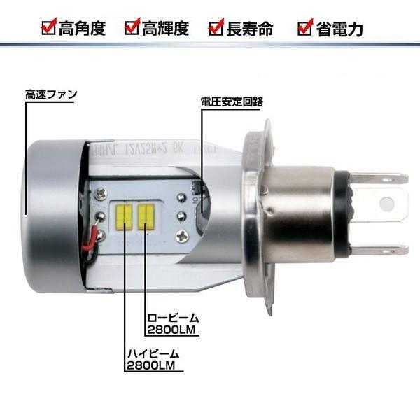LEDヘッドライト H4 hi/lo HS1 バイクオートバイ 二輪用 25W 2800LM 6000K 直流DC12V ホワイト 白 LEDバルブ ledh4 1個 : PROBASTO ...