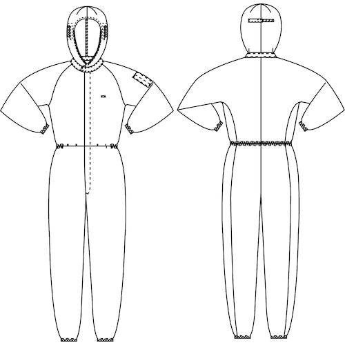 ミドリ安全 クリーンウェア フード一体型超静電クリーンスーツ C1550W