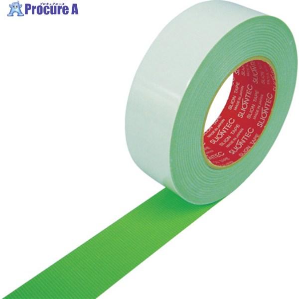 SLIONTEC 工業用・プロ用両面テープ 布両面テープ カーペット固定用 1面グリーン/2面ホワイト 40mm×25m 厚さ0.26mm ...