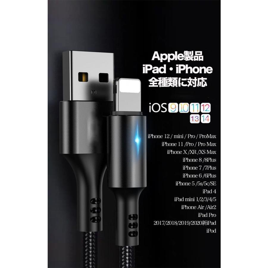 iPhone Lightning Type-C ライトニング Android iPad ライト付き 急速充電ケーブル サムスン 高性能 2M 3色 : Prodigium Smart - 通販 ...