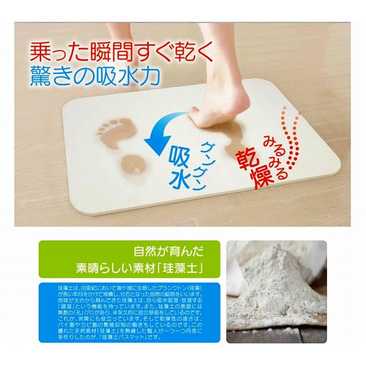 バスマット 足ふきマット お風呂マット HIRO 珪藻土バスマット 45cm×35cm HBM-001 ノンアスベスト検査済み 衛生的 吸水 速乾 消臭 脱臭 : プロフィット - 通販 ...