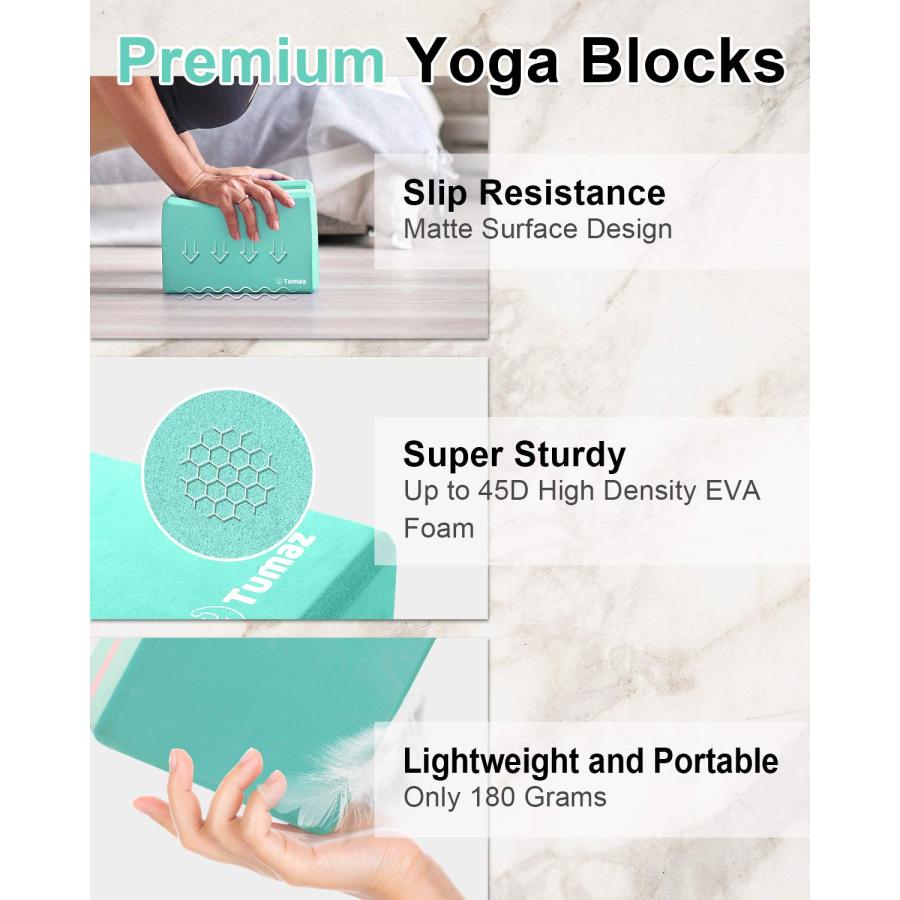 【Tumaz】ヨガブロックヨガベルト ポーズ補助用3点セット(高密度EVA軽量ヨガブロック または 高防滑性コルクヨガブロック) セット内容：ヨガブロ : プロジェクトD - 通販 ...