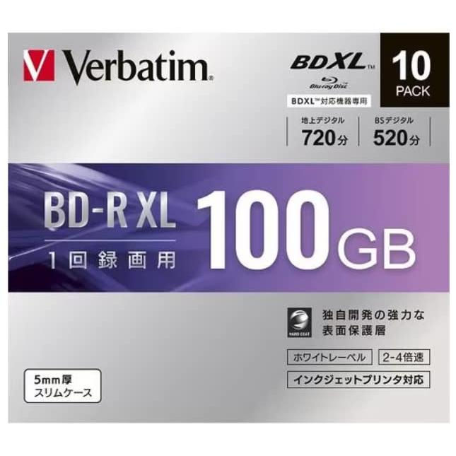 Verbatim バーベイタム(三菱化学メディア) 4倍速対応BD-R XL 10枚パック 100GB ホワイトプリンタブル VBR520YP10D1 : プロジェクトD - 通販 ...
