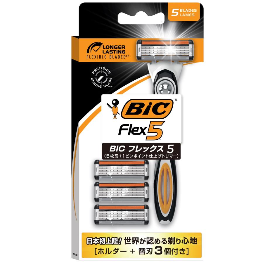 BIC(ビック) フレックス5 カミソリ(5枚刃+1ピンポイント仕上げトリマー) ホルダー+替刃3個付き : プロジェクトE - 通販 - Yahoo!ショッピング