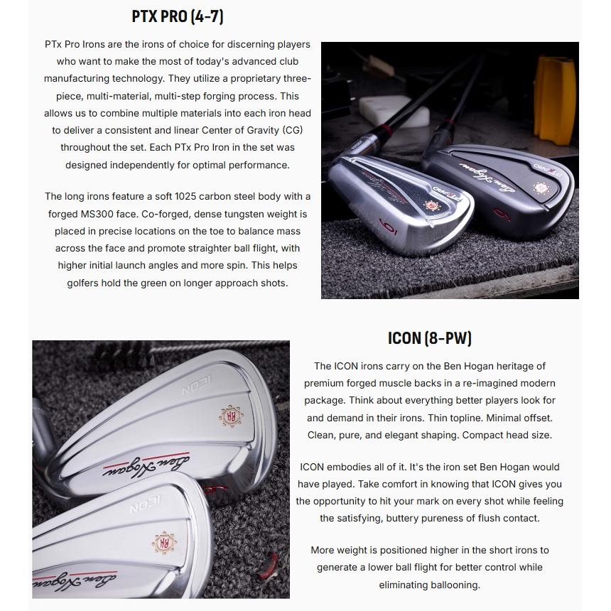 ベンホーガン Ben Hogan Golf PTx Pro and Icon Iron Chrome Combo Set ゴルフ PTx プロ ...