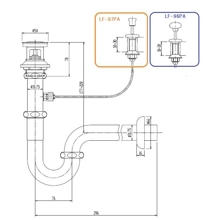 INAX LIXIL(INAX) プッシュワンウェイ式(ヘアーキャッチャー付)壁排水Pトラップ(32mm) LF-96PA 97PA : プロマート Yahoo!店 - 通販 - Yahoo ...