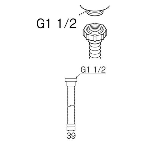 SANEI 三栄水栓 流し排水栓ホース（ネジ付） PH62-860-2 【長さ2mネジ径G11/2】 : ph62-860-2 : プロマート Yahoo!店 - 通販 - Yahoo!ショッピング
