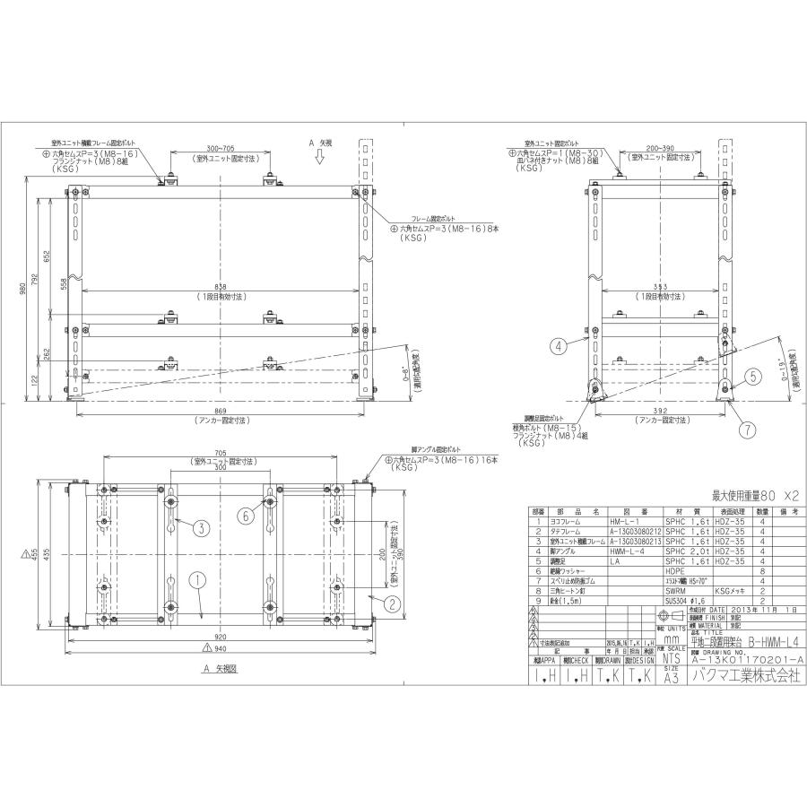 法人のみ バクマ工業 BEAR (/BG) 2台以上注文用 エアコン架台 溶融亜鉛メッキ 平地 二段置用 室外ユニット B-HWM-L4 : ProShop伊達 - 通販 - Yahoo!ショッピング