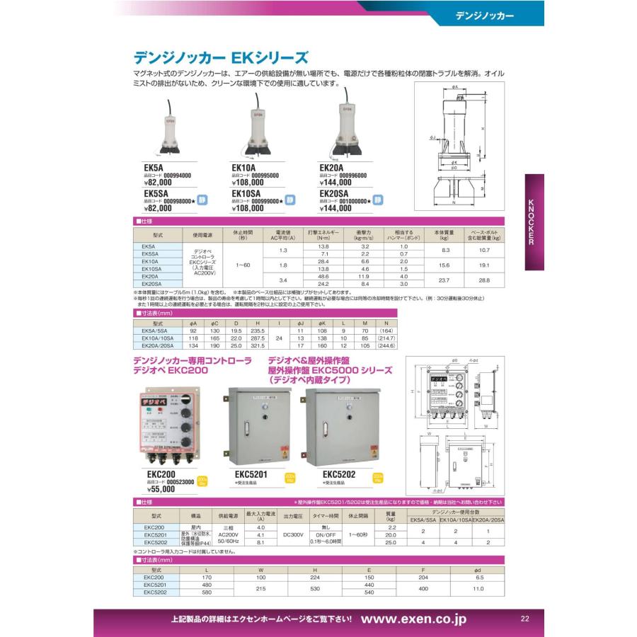 法人のみ エクセン EXEN (/AO) デンジノッカー クリーンな環境 寒冷地対応の電磁式 EK10A : ProShop伊達 - 通販 - Yahoo!ショッピング