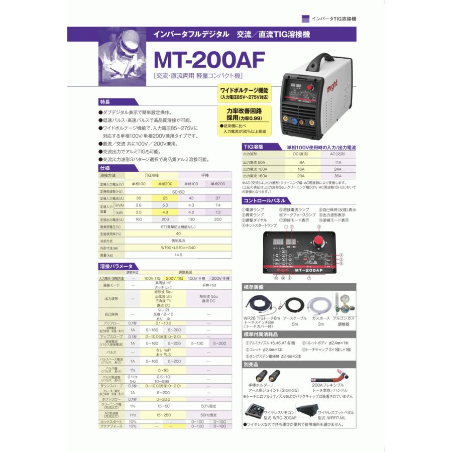 法人のみ マイト工業(株)(/AL) インバータTIG溶接機 MT-200AF : might-mt-200af : ProShop伊達 ...