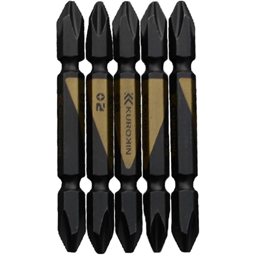 KUROKIN フジ矢 黒金 両頭ビット +2x65mm 5本組 クロキン 先端マグネット入り 5215-65-BG ビットシリーズ : プロ ...