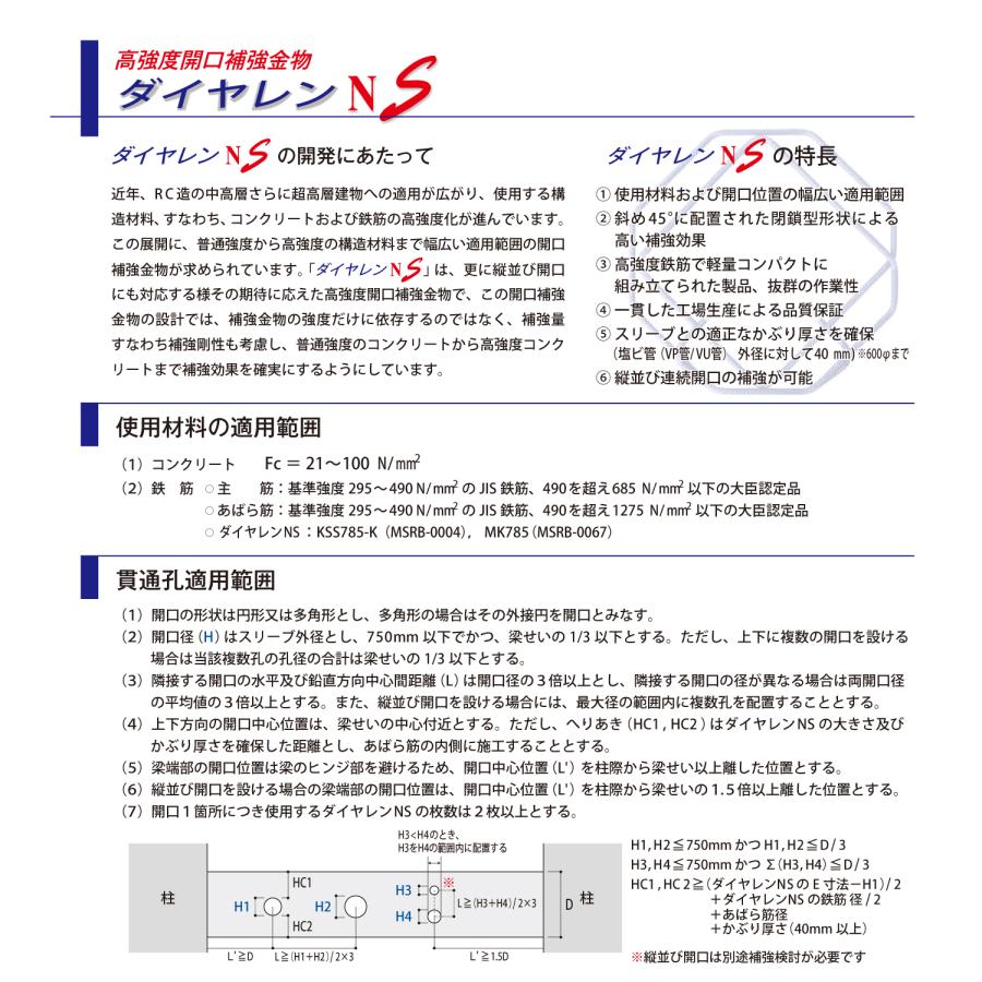 ダイヤレンNS 高強度開口補強金物 I型 100φ S6-2R I-6-2R 梁貫通孔補強筋 1枚 コーリョー建販 : プロショップヨシオカ Yahoo!店 - 通販 - Yahoo!ショッピング