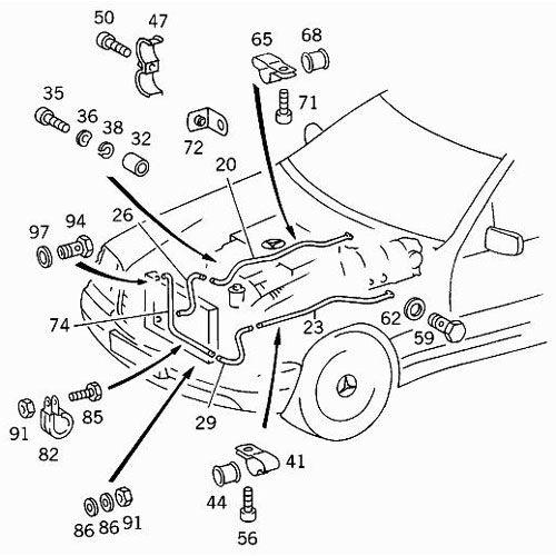 ベンツ W140 500SE 500SEL S500 AT オートマオイルクーラーホース 0199978182 / 0159977182 ...
