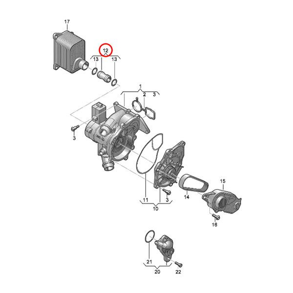 Audi 全国送料200円 AUDI アウディ A1 S1 8X GB A3 S3 8V A4 8K/B8 8W/B9 クーラントパイプ 06L121131 06K121131 : プロテック ...
