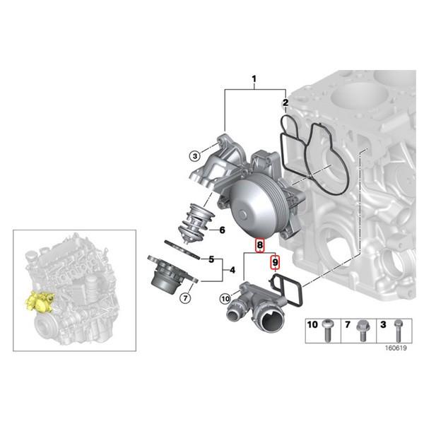 BMW Xシリーズ X5 E70 クーラントフランジ/クーラント接続パイプ ガスケット組込済み N57 エンジン用 11117800048 ...