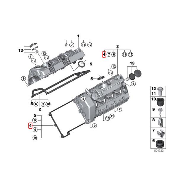 BMW E65 E66 E63 E64 X5/E53 E70 タペットパッキン/シリンダーヘッドカバーガスケット 左側 N62 N62N エンジン用 11127513195 : プロテック ...