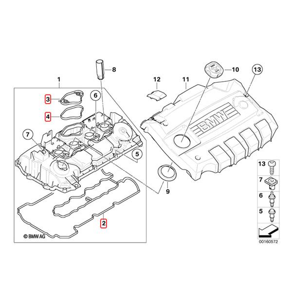 BMW BMW E90 E91 E92 320i ヘッドカバーガスケット ハイプレッシャーポンプガスケット付 N43 エンジン用 ...