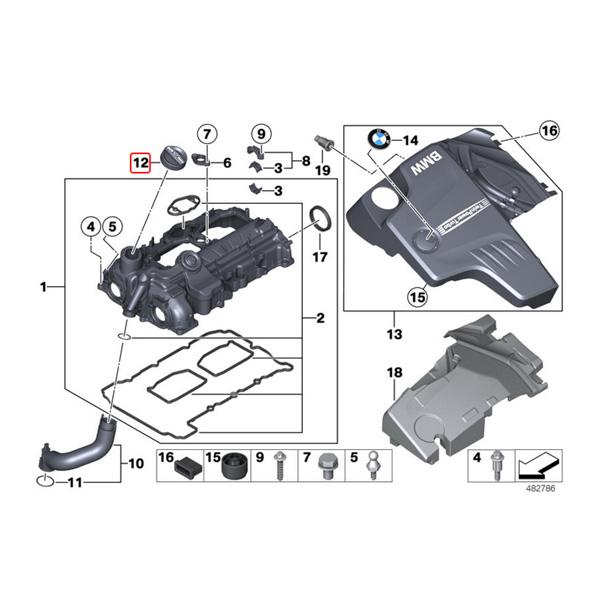 BMW E46 E90 E91 E92 E93 F30 F80 F31 F34 F32 F82 F33 F36 エンジンオイルフィラーキャップ 11127560481 11124737102 ...