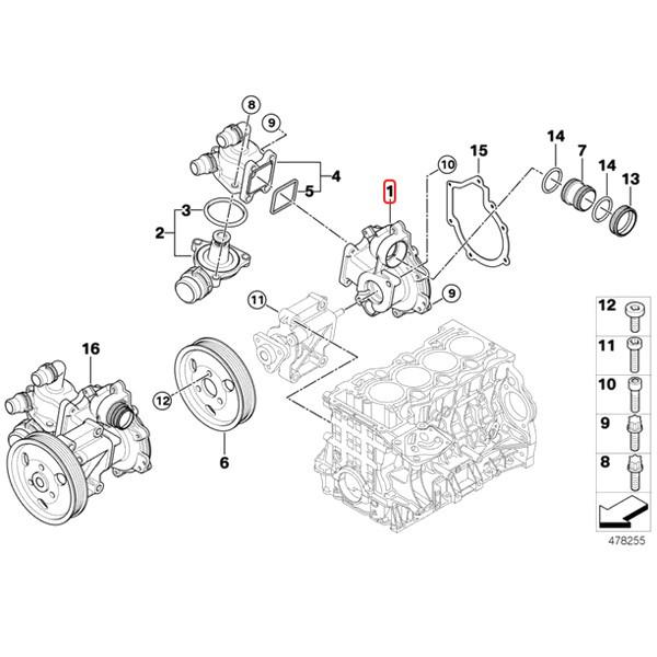 BMW E46 ウォーターポンプ/ヒーターポンプ/温水循環ポンプ N42 N45 N46 11517515778 11517511221 ...