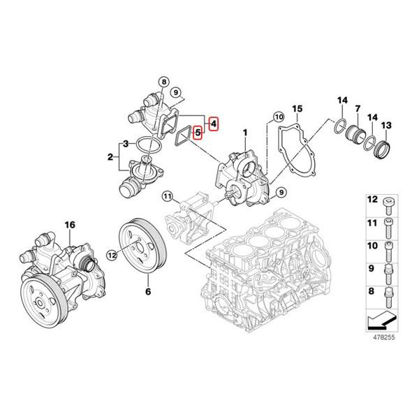 BMW E46 E90 E91 E92 E87 E88 X1/E84 サーモスタットハウジング ガスケット付 N42 N45 N45N N46 N46N 11517572859 ...
