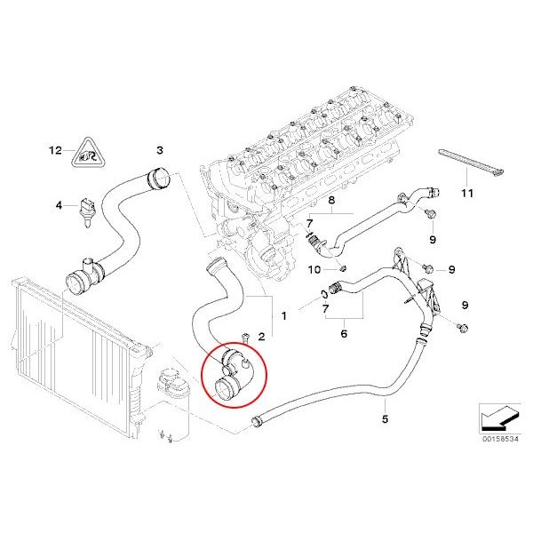 BMW 3シリーズ E46 ラジエーターアッパーホース ブラケット/差し込み口 17127510952 11531436407 ...
